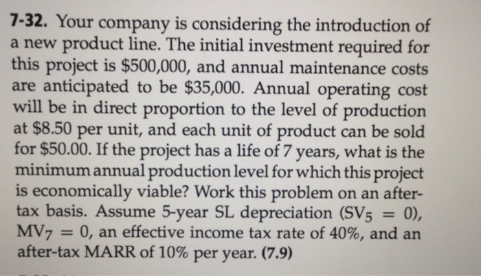 Solved Your company is considering the introduction of a new | Chegg.com