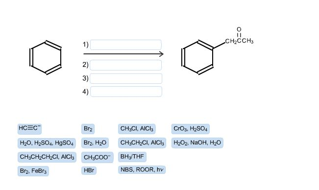 Solved (CH3)3CO- Br2 CH3CH2CI, aici3 Cr03, H2SO4 mCPBA Br2, | Chegg.com
