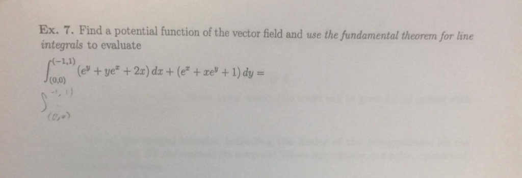 Solved Ex. 7. Find a potential function of the vector field | Chegg.com