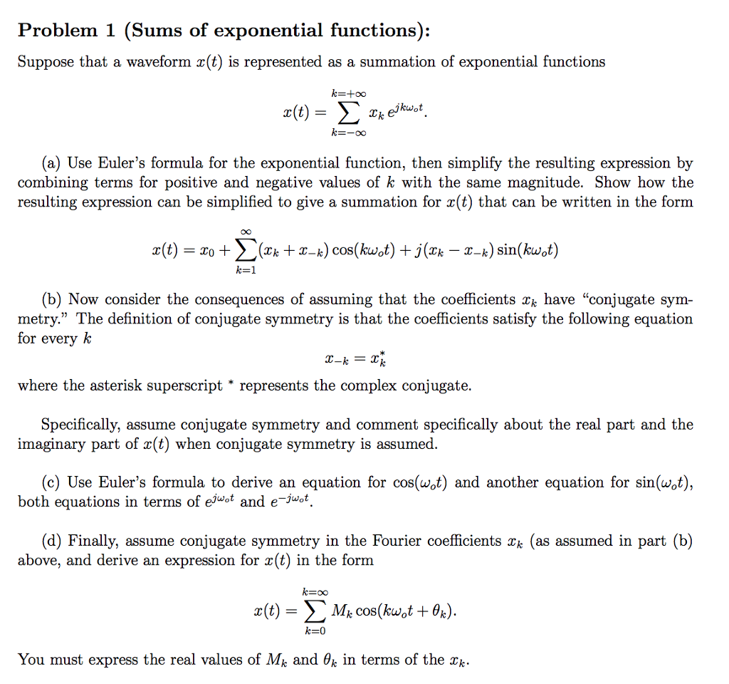 Solved Problem 1 (Sums of exponential functions): Suppose | Chegg.com