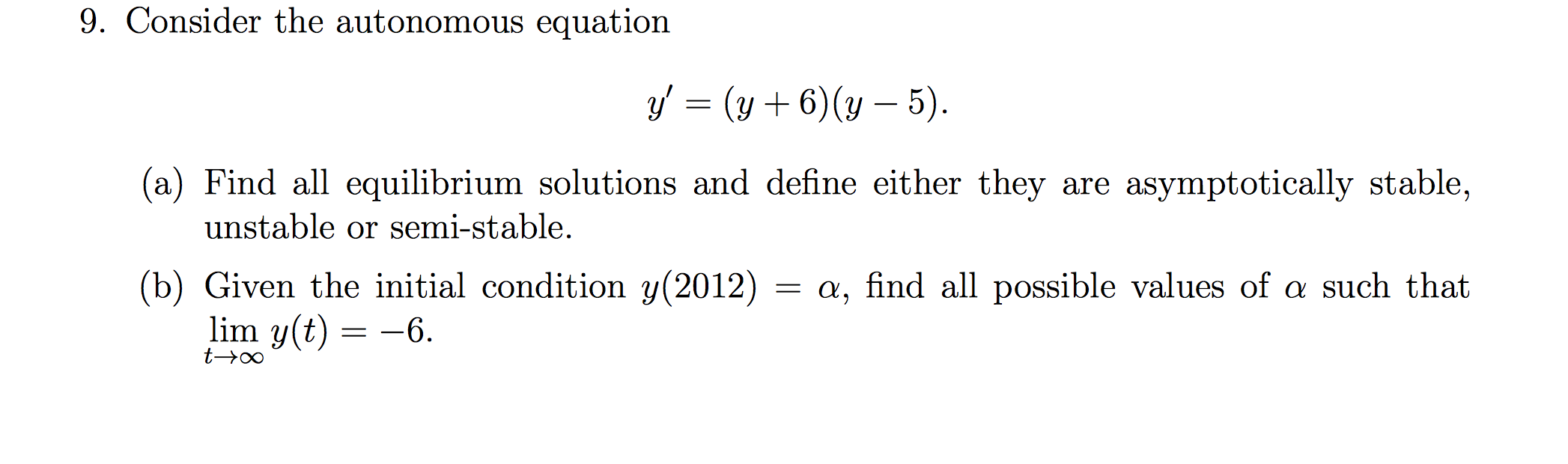 Solved Consider the autonomous equation y' = (y + 6 - 5). | Chegg.com