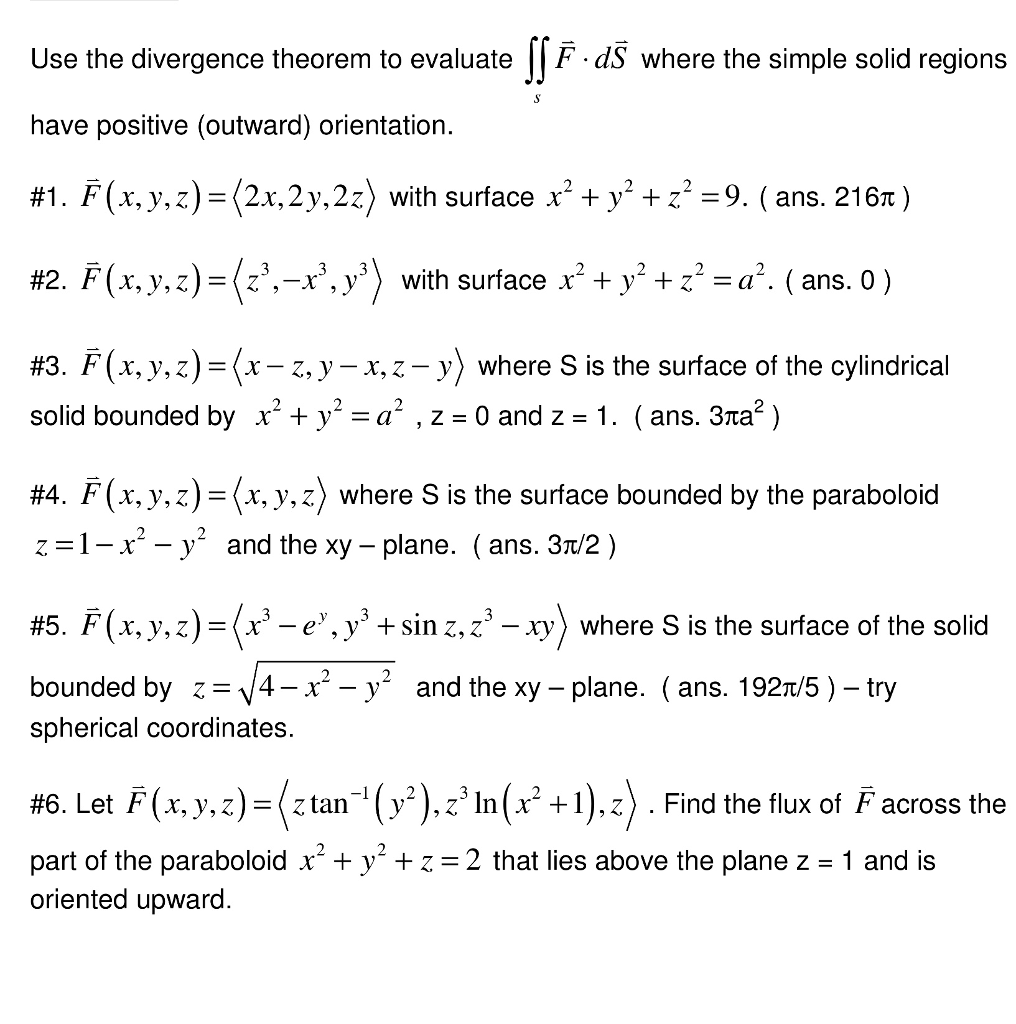 Solved Use the divergence theorem to evaluate ||F dS where | Chegg.com