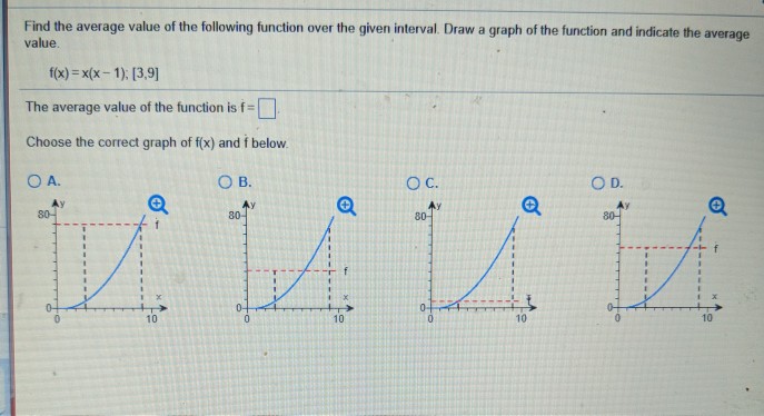 Solved Find the average value of the following function over | Chegg.com
