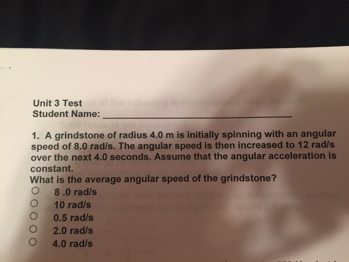 Solved: A Grindstone Of Radius 4.0 M Is Initially Spinning... | Chegg.com