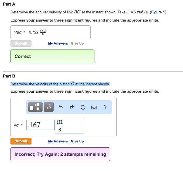 Solved Determine the angular velocity of link BC at the | Chegg.com