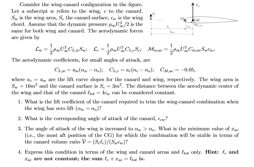 Consider the wing-canard configuration in the figure. | Chegg.com