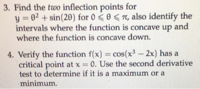 Solved Find the two inflection points for y = theta^2 + | Chegg.com
