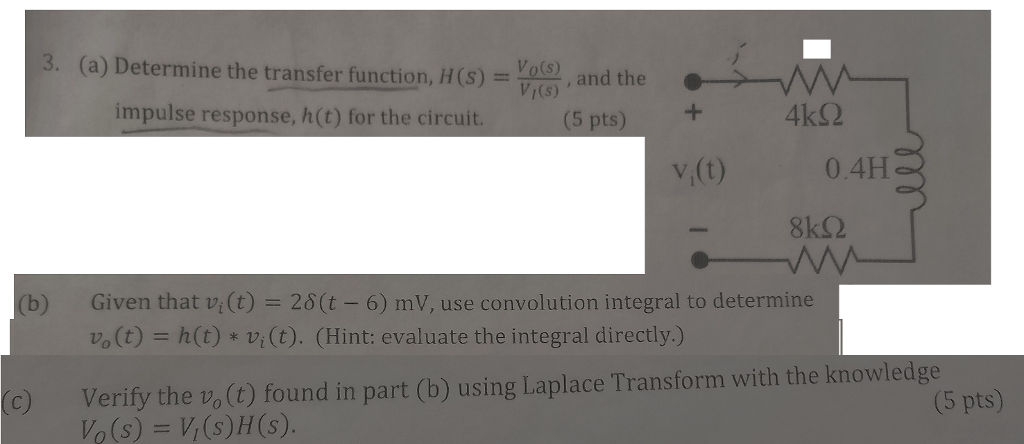 Solved Determine the transfer function, H (S) = | Chegg.com