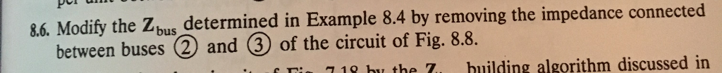 Solved Figure 8.8 and the Zbus of example 8.4 are provided | Chegg.com