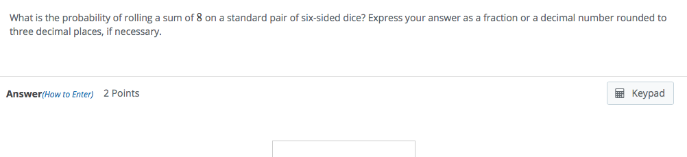 Solved What is the probability of rolling a sum of 8 on a | Chegg.com