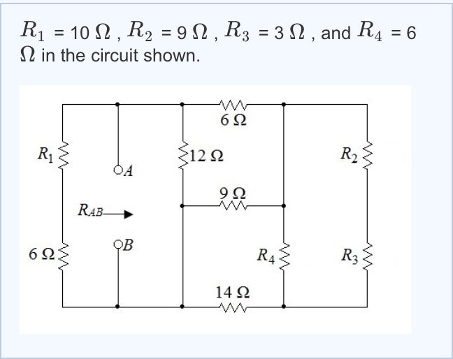 Solved Find Rab. R_1 = 10 Ohm, R_2 = 9 Ohm, R_3 = 3 Ohm, | Chegg.com