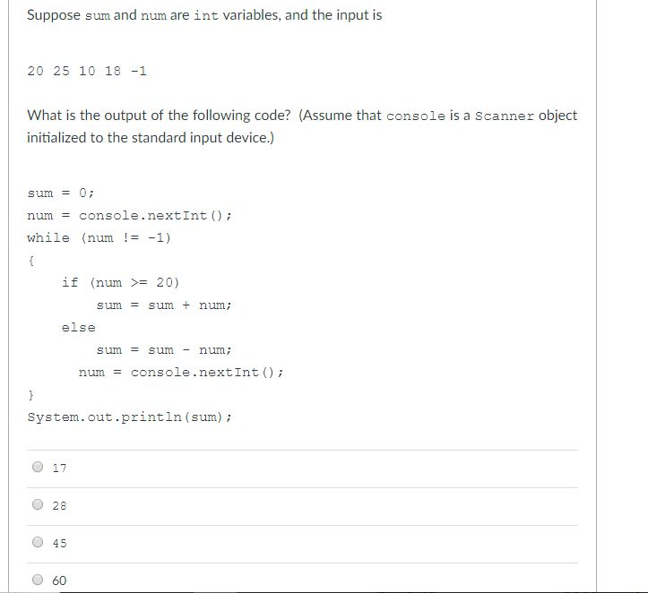 Solved Suppose Sum And Num Are Int Variables And The Input