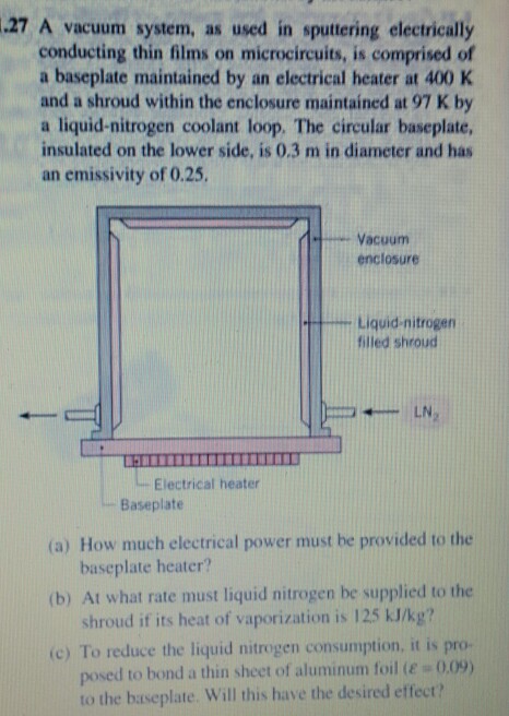 Solved .27 A vacuum system, as used in sputtering | Chegg.com