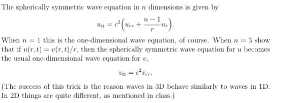 Solved The spherically symmetric wave equation in n | Chegg.com