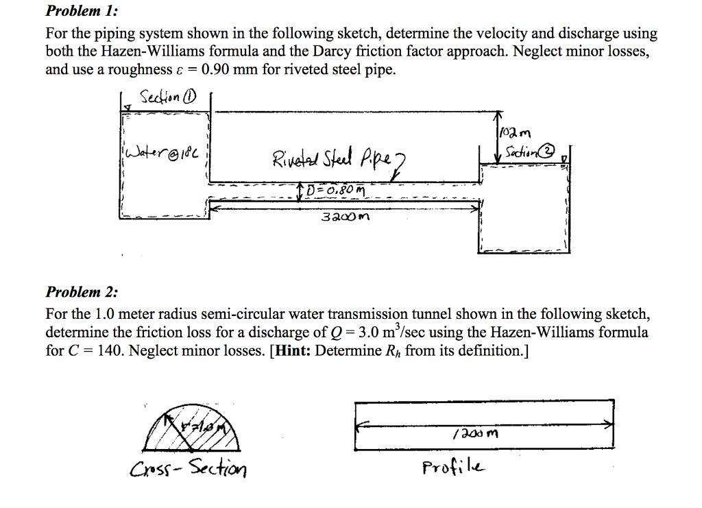 Solved Problem 1: For the piping system shown in the | Chegg.com