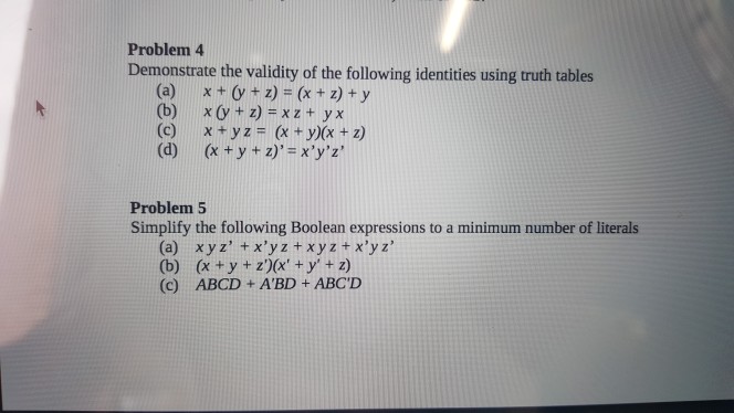Solved Problem 4 Demonstrate the validity of the following | Chegg.com
