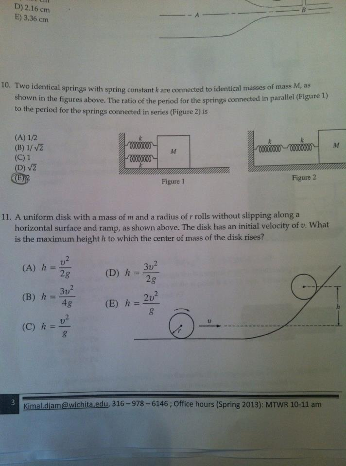 Solved Two identical springs with spring constant k are | Chegg.com Solved Two identical springs with spring constant k are | Chegg.com