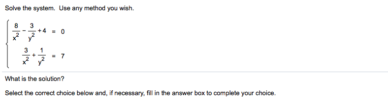Solved Solve the system. Use any method you wish. +4 = 0 | Chegg.com