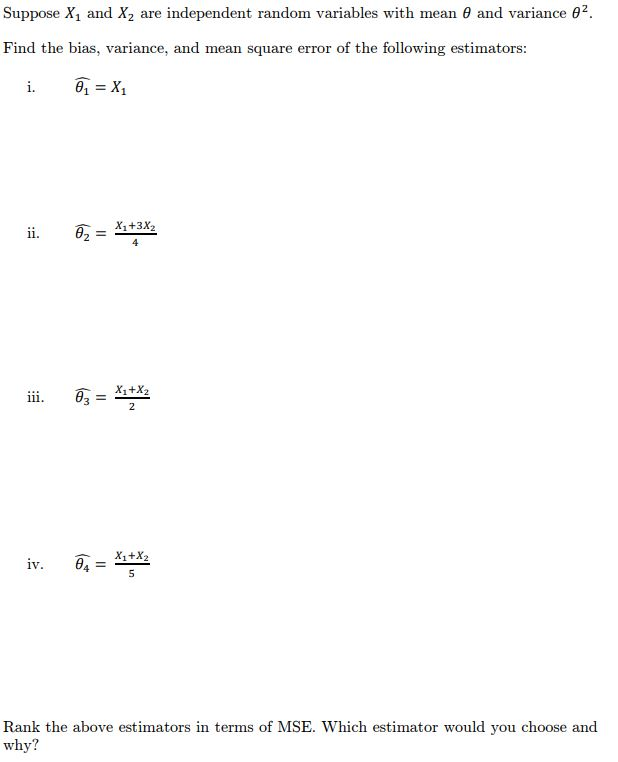 Solved Suppose X1 and X2 are independent random variables | Chegg.com