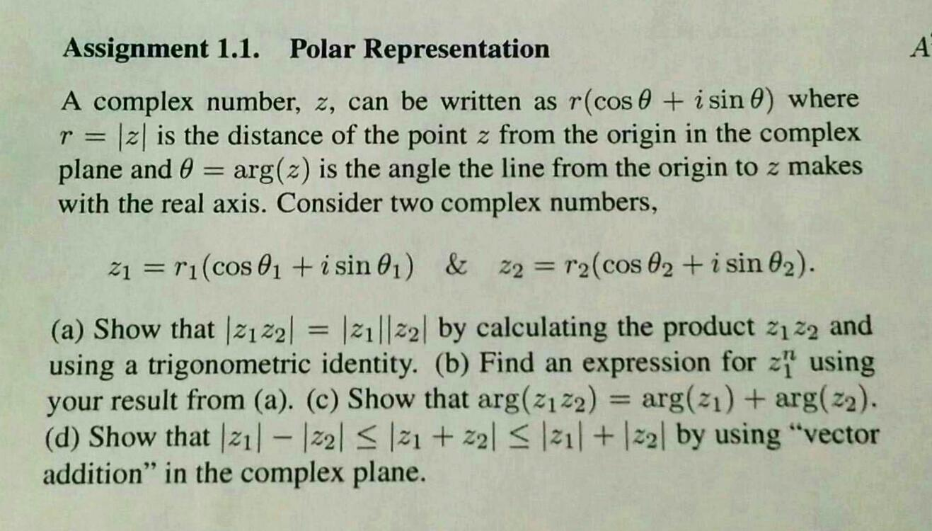 Solved A complex number, z, can be written as r(cos theta + | Chegg.com
