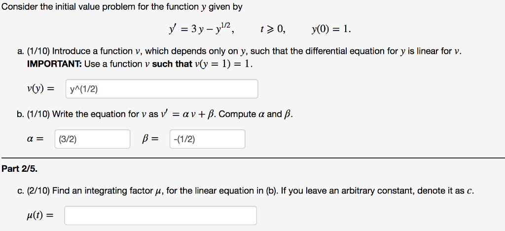 Solved Consider the initial value problem for the function y | Chegg.com