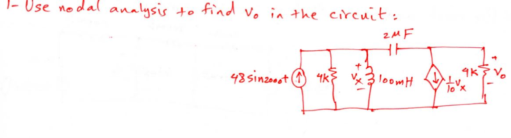 Solved Use nodal analysis to find v_o in the circuit: | Chegg.com