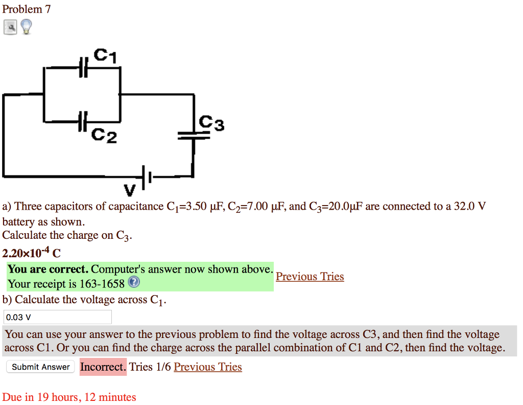 Solved Problem 7 C1 C3 C2 a) Three capacitors of capacitance | Chegg.com