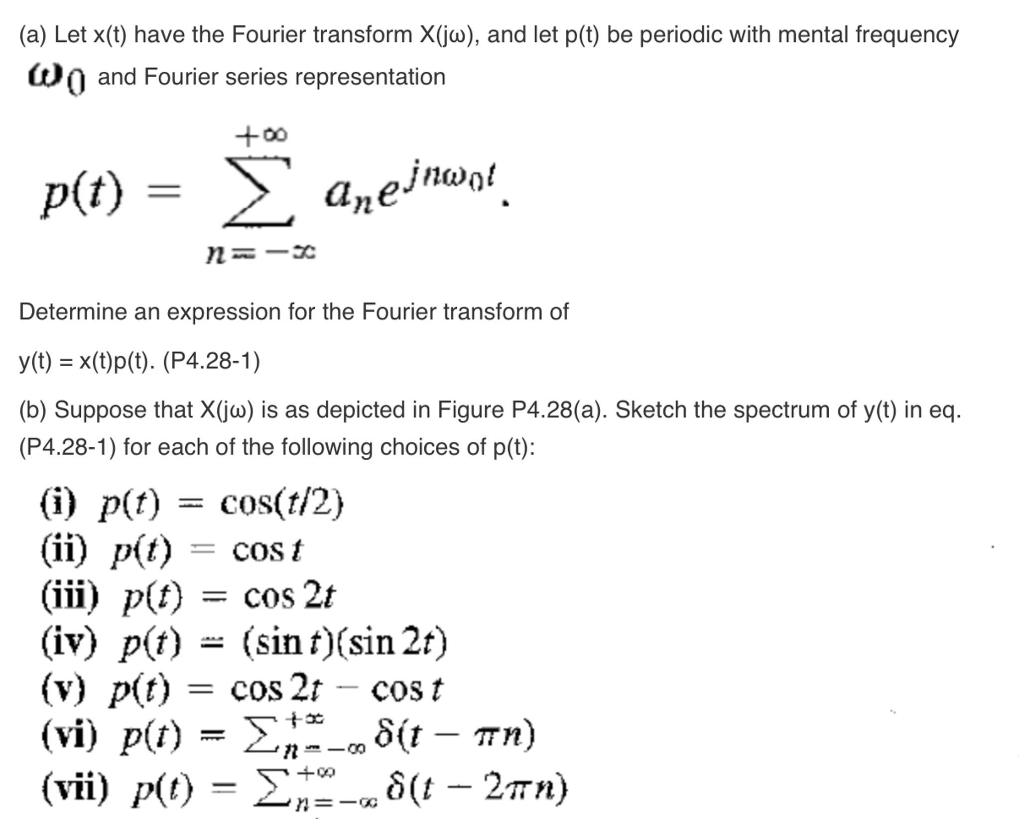 Let x(t) have the Fourier transform X(j omega), and | Chegg.com