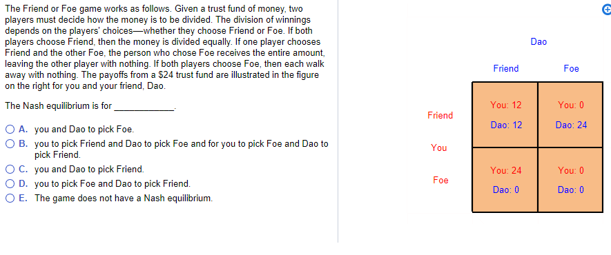 Solved The Friend or Foe game works as follows. Given a | Chegg.com