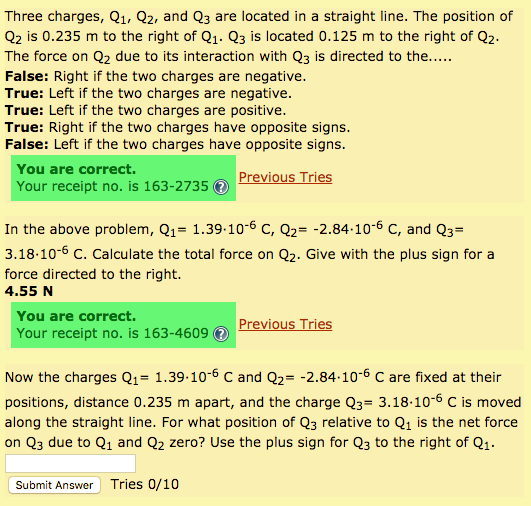 Solved Three charges, Q1, Q2, and Q3 are located in a | Chegg.com