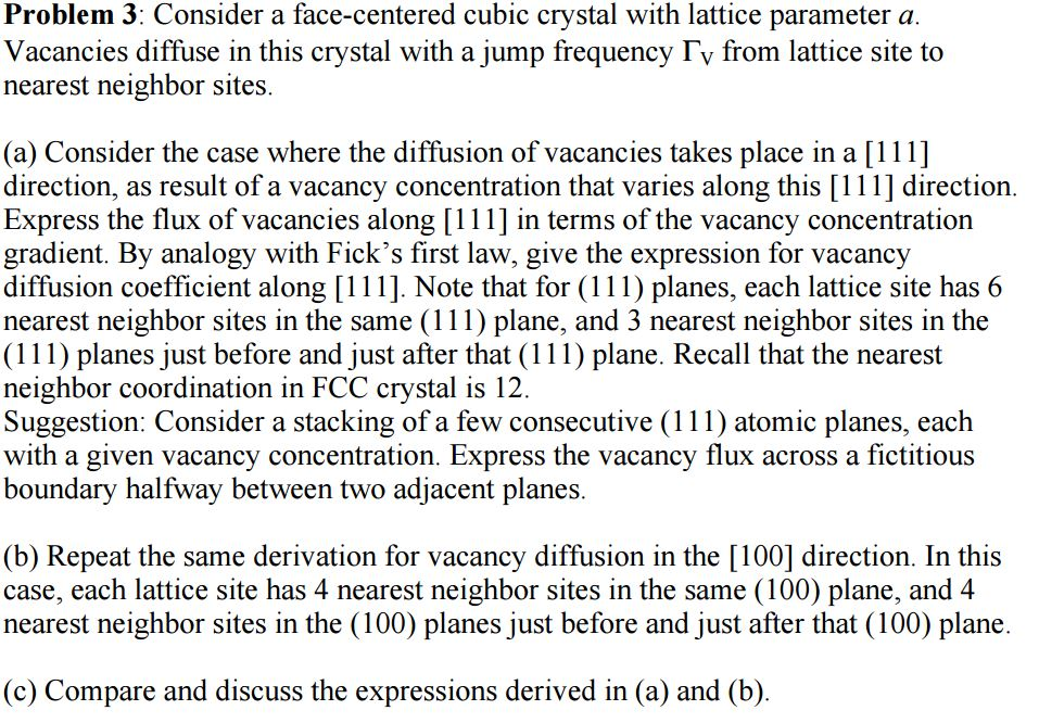 Consider a face-centered cubic crystal with lattice | Chegg.com
