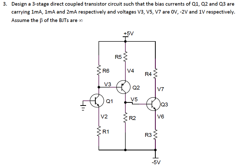 Solved Design a 3-stage direct coupled transistor circuit | Chegg.com