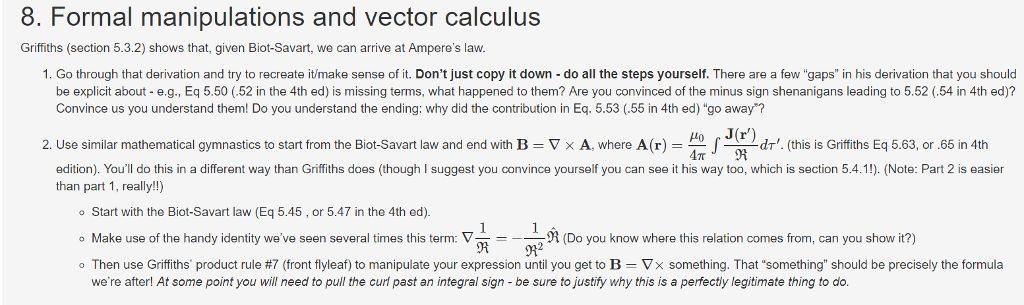 Solved 8. Formal manipulations and vector calculus Griffiths | Chegg.com