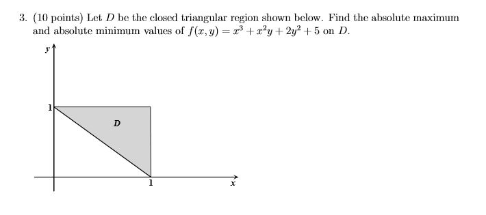 Solved Let D be the closed triangular region shown below. | Chegg.com