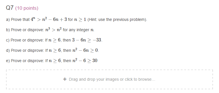 Solved Prove that 4^n > n^2 - 6n + 3 for n >= 1 Prove or | Chegg.com