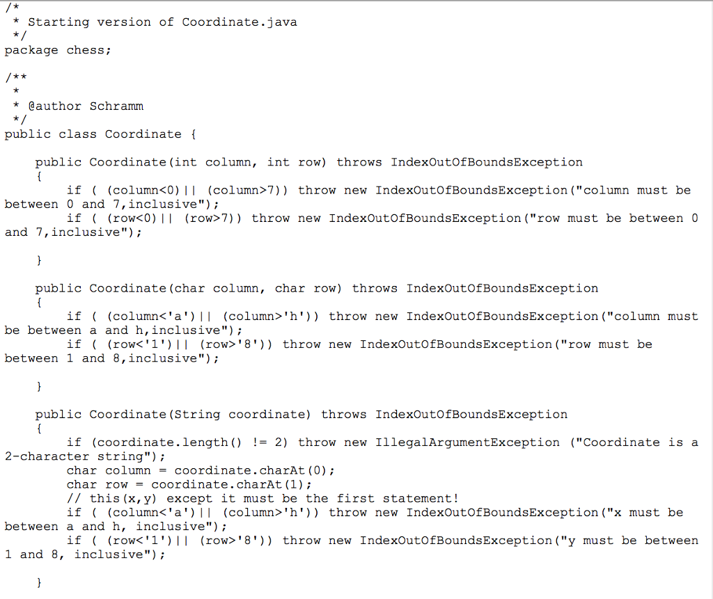 Part 1: Build the Coordinate Class Coordinate | Chegg.com