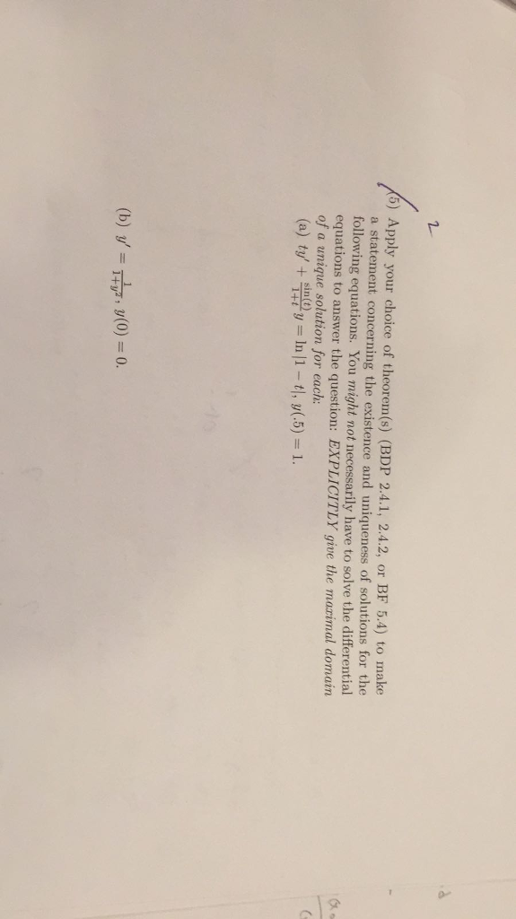 Solved Apply your choice of theorem (s) (BDP 2.4.1, 2.4.2, | Chegg.com