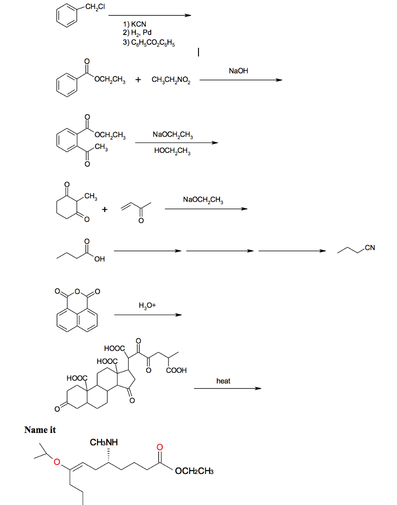 Solved Name it CH,CI 1) KCN 2) H2, Pd 3) 6' 5 2 65 NaOH | Chegg.com