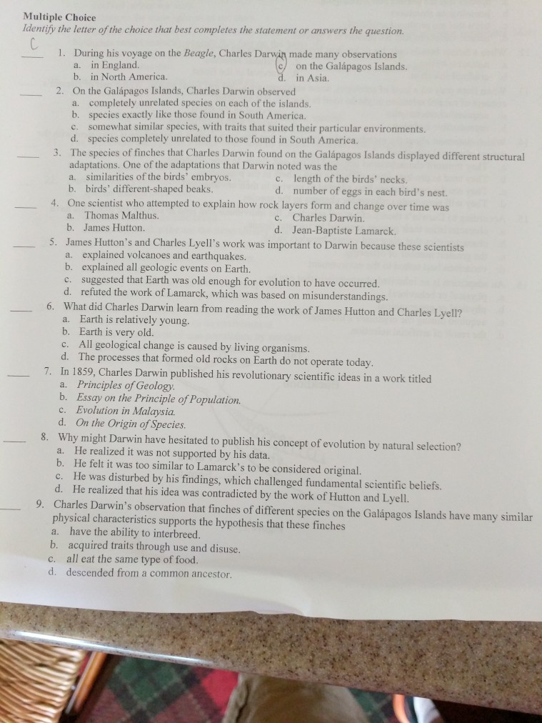 Solved During his voyage on the Beagle, Charles Darwin made | Chegg.com