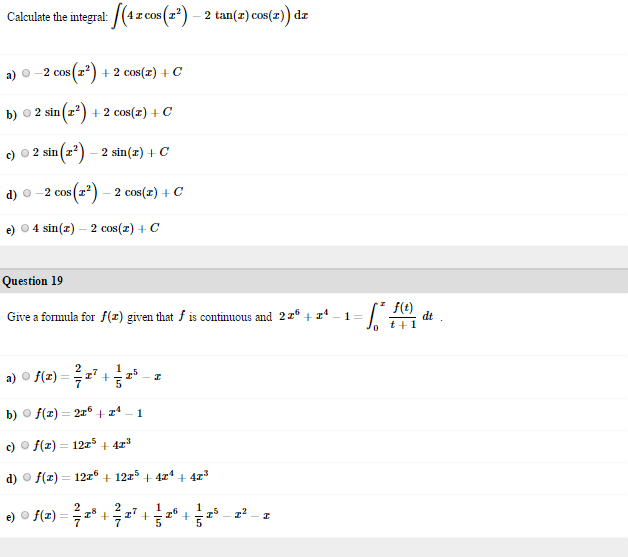Solved Calculate the integral: integrate (4x cos(x^2)-2 | Chegg.com
