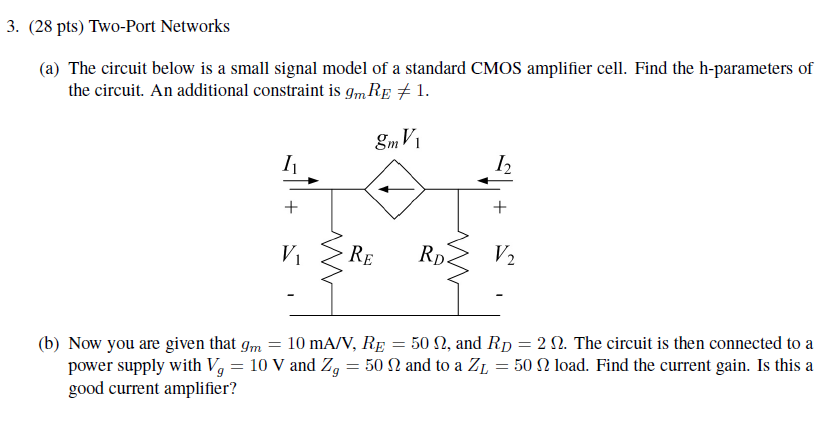 Solved Two-Port Networks The circuit below is a small signal | Chegg.com