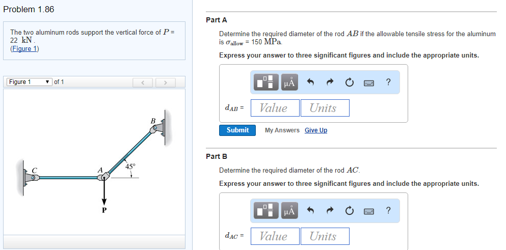 Solved The two aluminum rods support the vertical force of P | Chegg.com