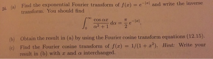 Solved Find the exponential Fourier transform of f(x) = | Chegg.com