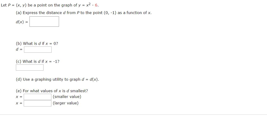 Solved Let P = (x, y) be a point on the graph of y = x^2 - | Chegg.com