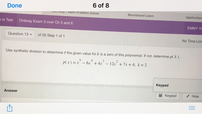 Solved Use synthetic division to determine if the given | Chegg.com Solved Use synthetic division to determine if the given | Chegg.com