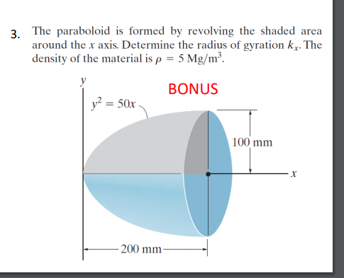 Solved e paraboloid is forme around the x axis. Determine | Chegg.com