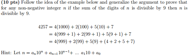 Solved Follow the idea of the example below and generalize | Chegg.com