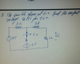Solved The switch opens at t=0. Find the output voltage | Chegg.com