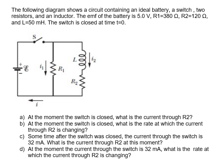 Solved The following diagram shows a circuit containing an | Chegg.com
