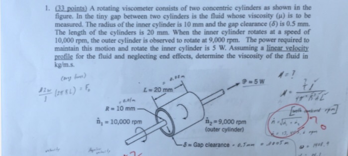 A rotating viscometer consists of two concentric | Chegg.com